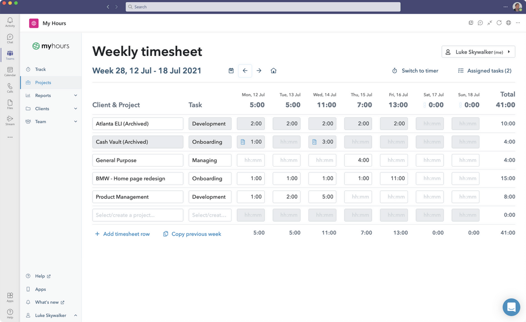 Free Timesheet for Microsoft Teams