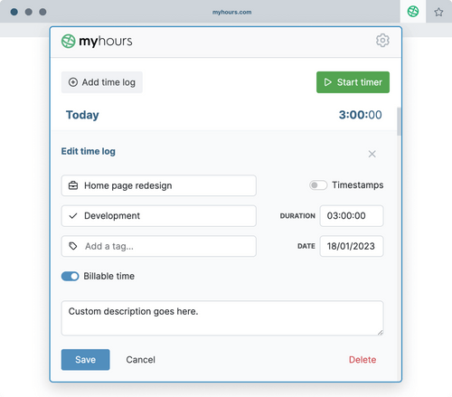 Free Time tracking extension for Chrome, Edge, Firefox, Safari