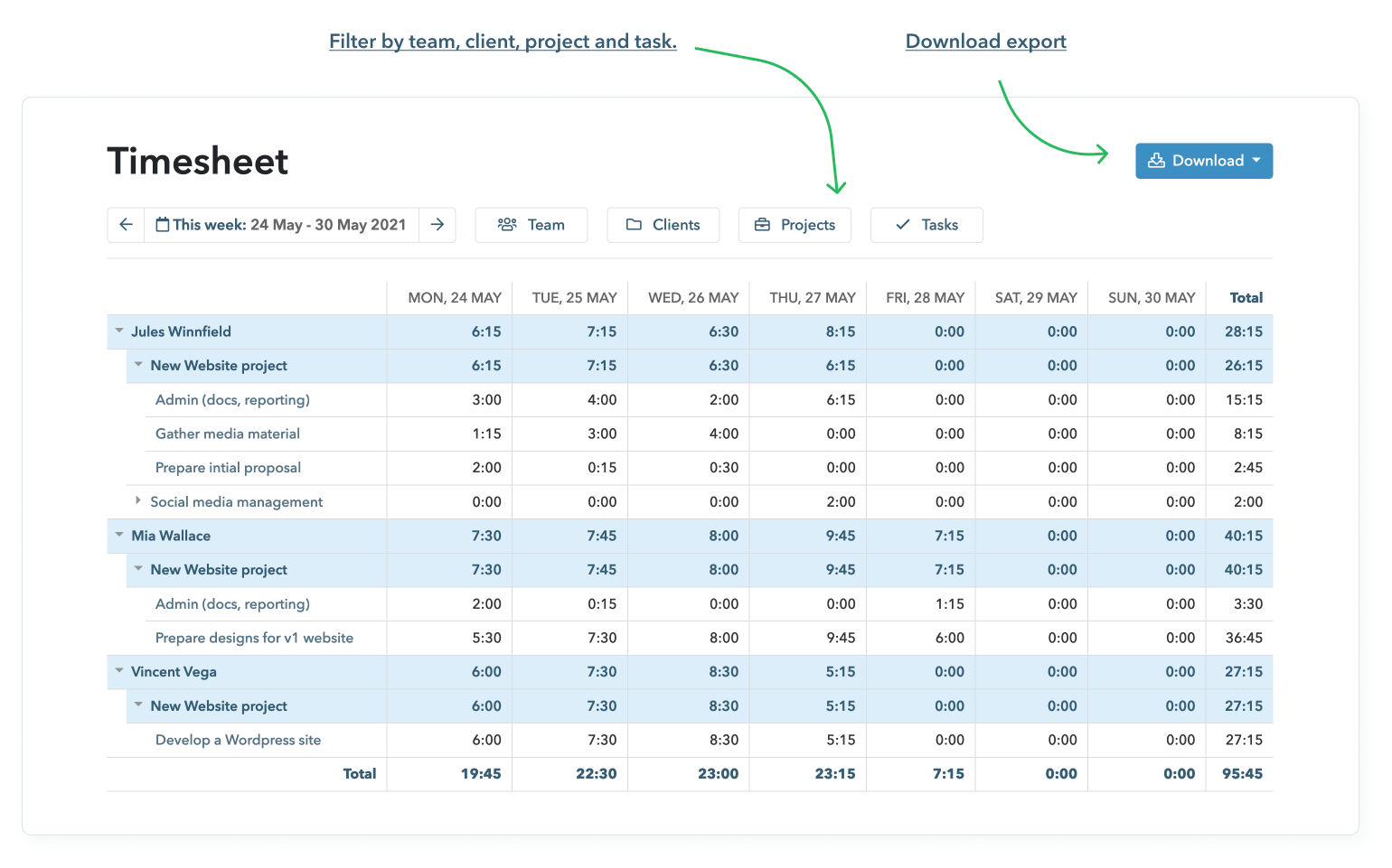 Timesheet time tracking | My Hours