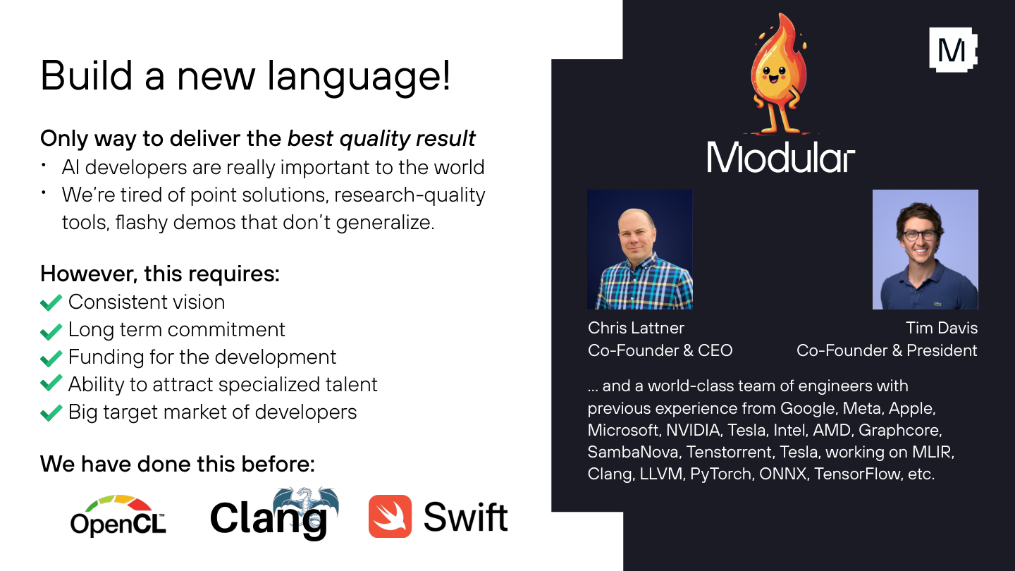 Modular: Mojo 🔥 lightning talk ⚡️ one language for all AI programming! Modular: Mojo 🔥 lightning talk ⚡️ one language for all AI programming!