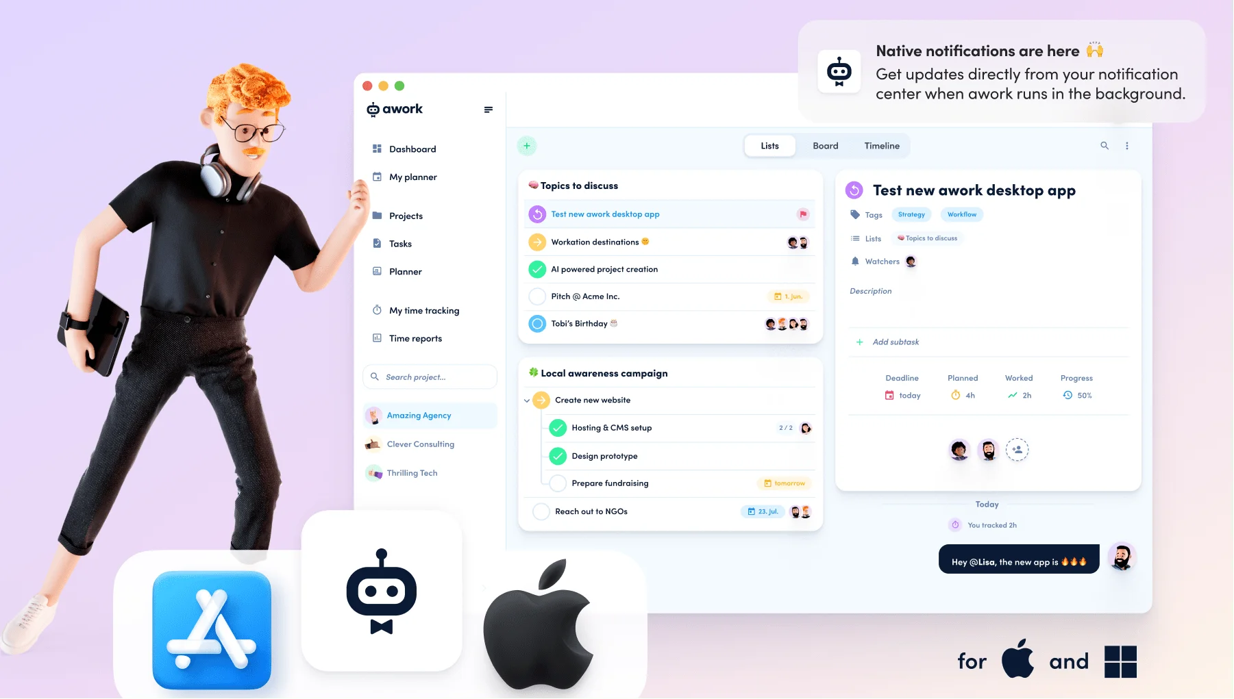 The awork desktop app got power | awork Update