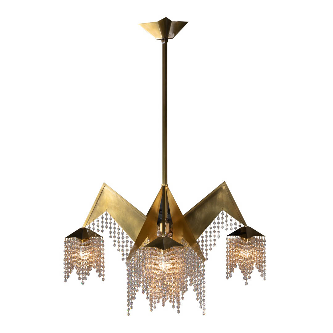 Cubist Chandelier Storm, Josef Gočár, Metal and Glass | HasModern