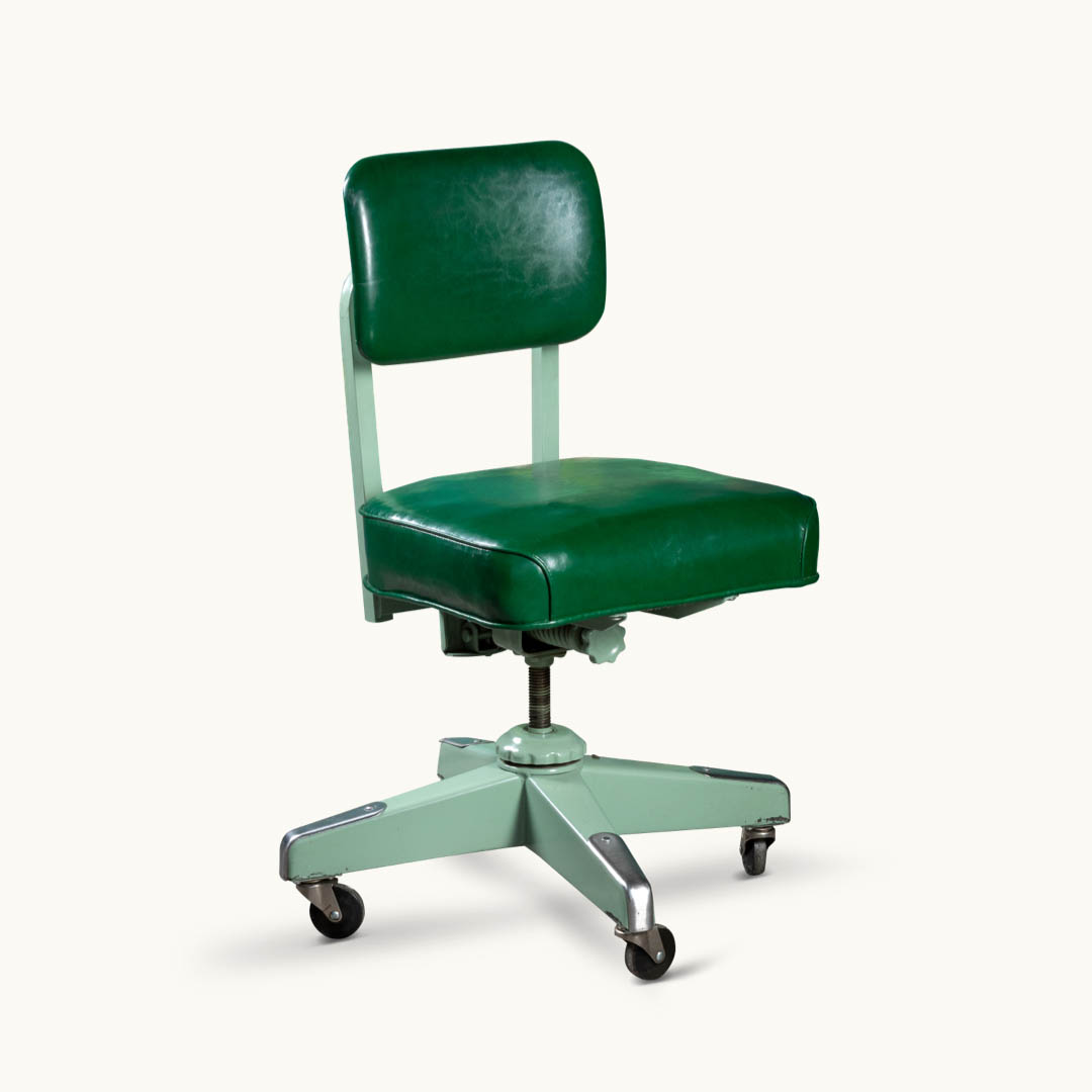 Upholstered Leather Mid-Century Tanker Office Chair, Lyon | HasModern