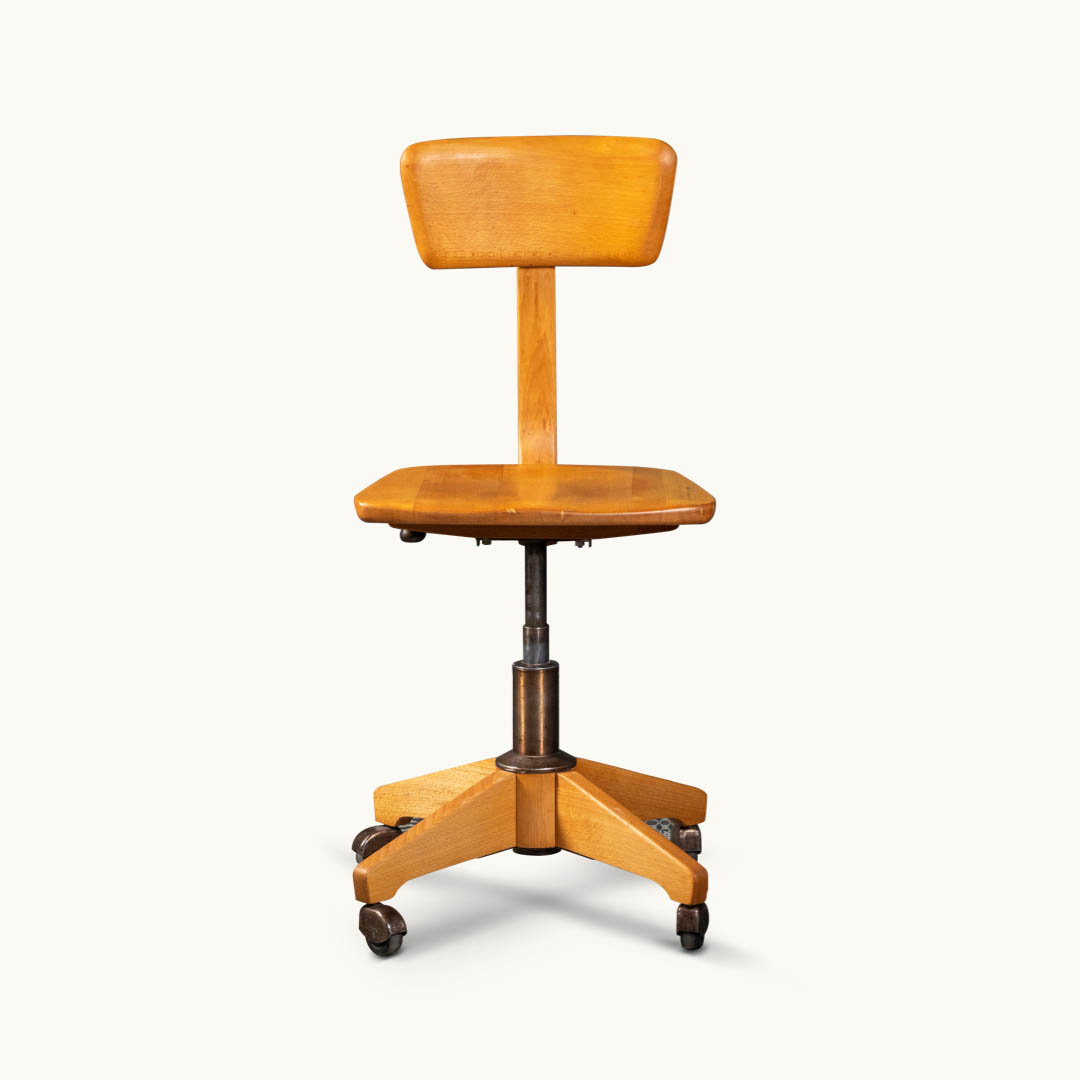 Wood and Metal Functionalist Workshop Swivel Chair | HasModern