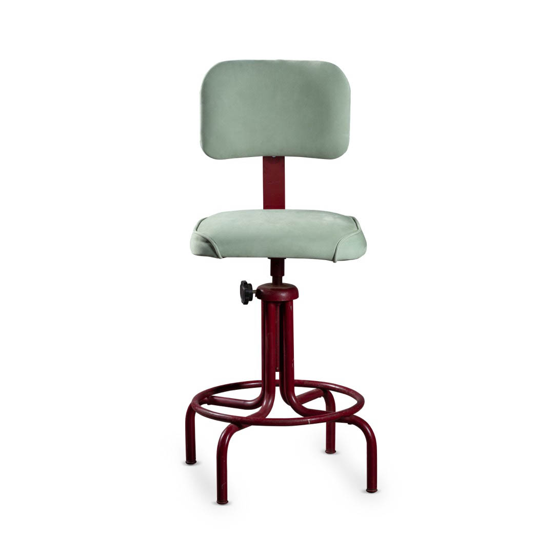 Metal and Leather Mid-Century Drafting Stool by United Chair MFG ...