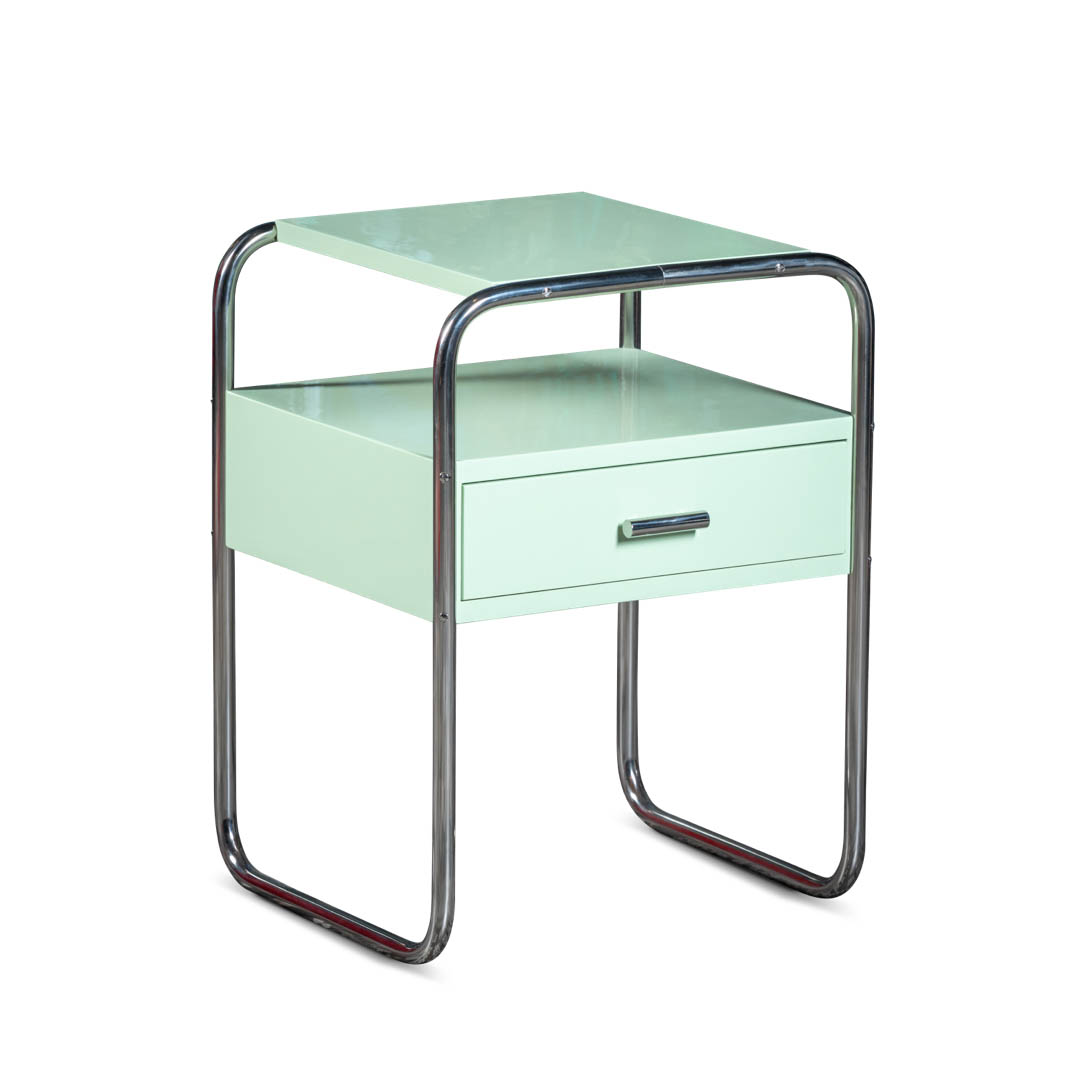 Metal and Wood Functionalist Bedside Table, Bauhaus | HasModern