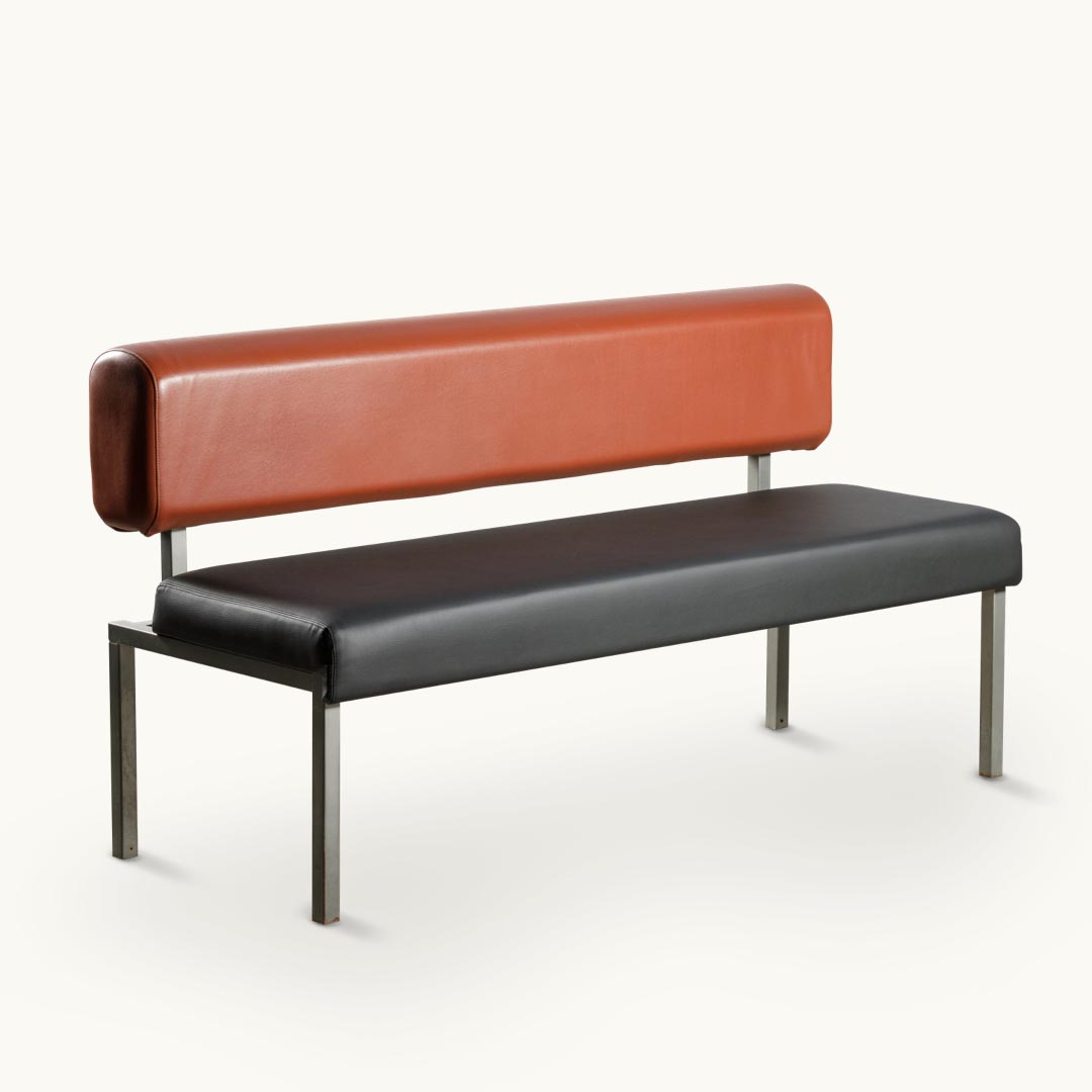 Leather and Metal Mid-Century Bench MCM | HasModern
