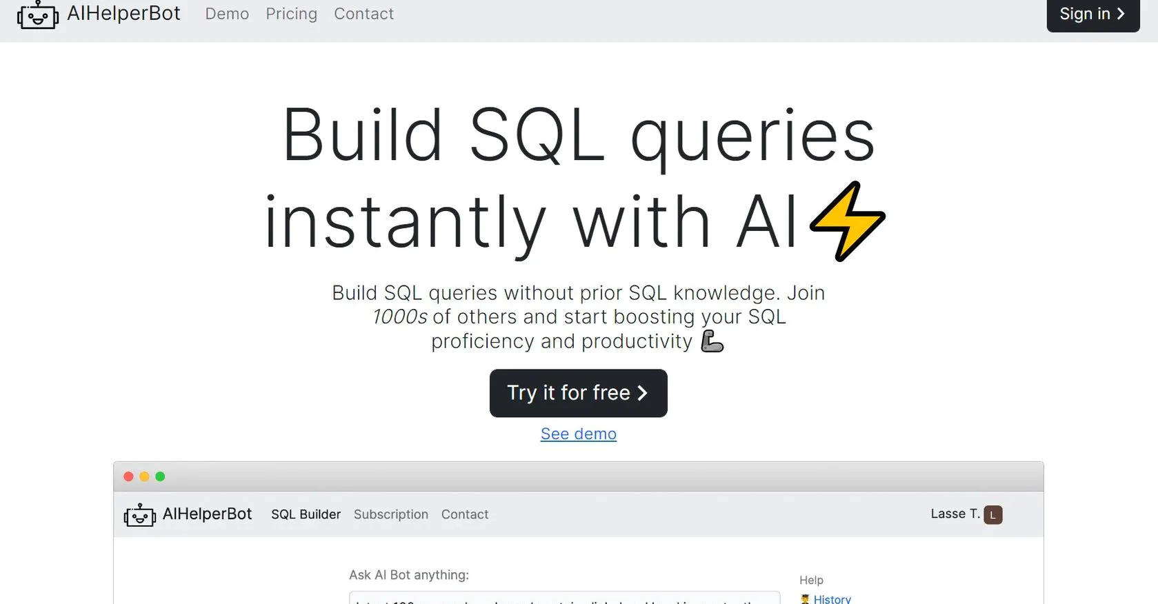 AIHelperBot - Sql | Explore 10,000+ AI Tools & Explore Best Alternatives