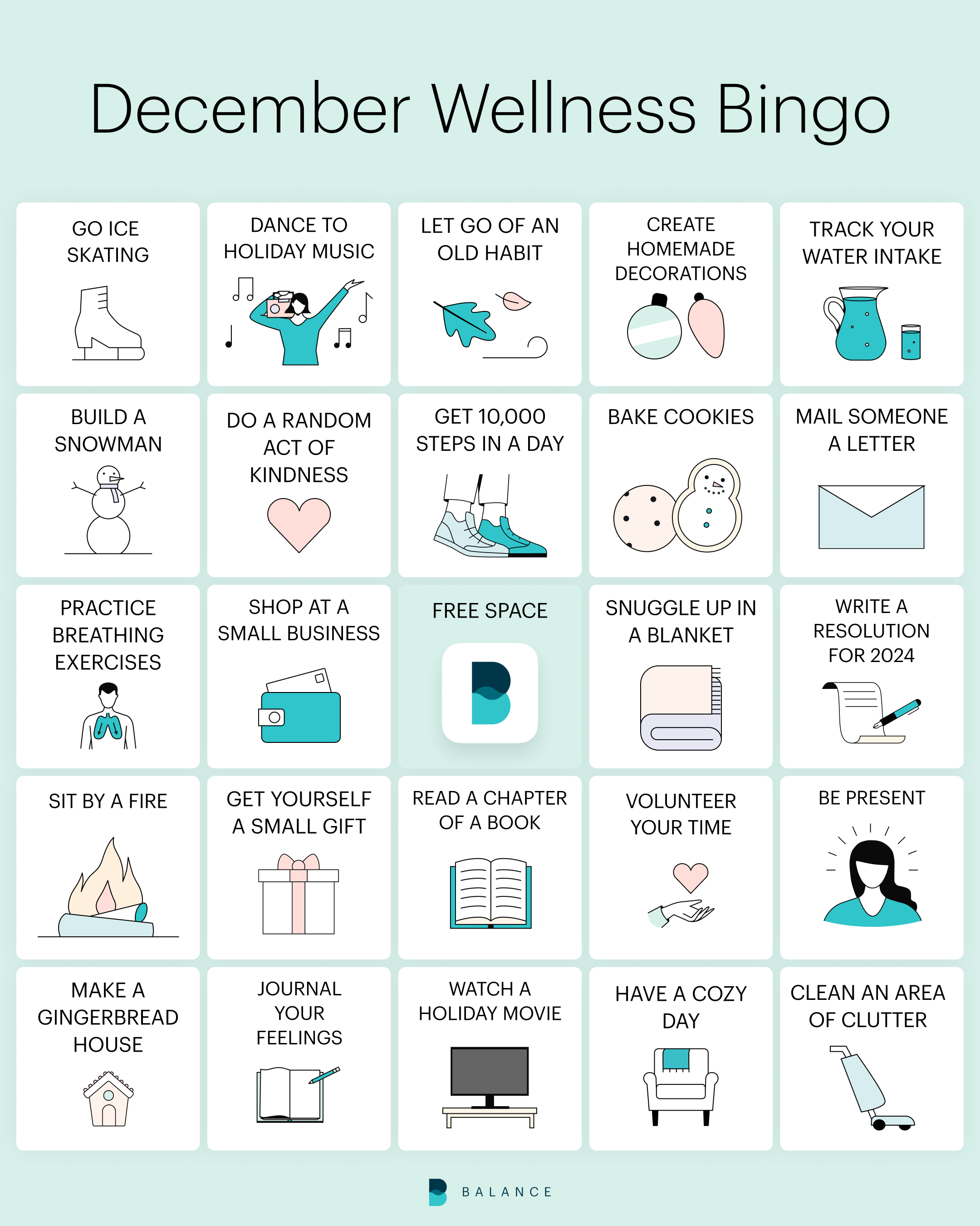 Holiday Wellness Bingo | The Balance App