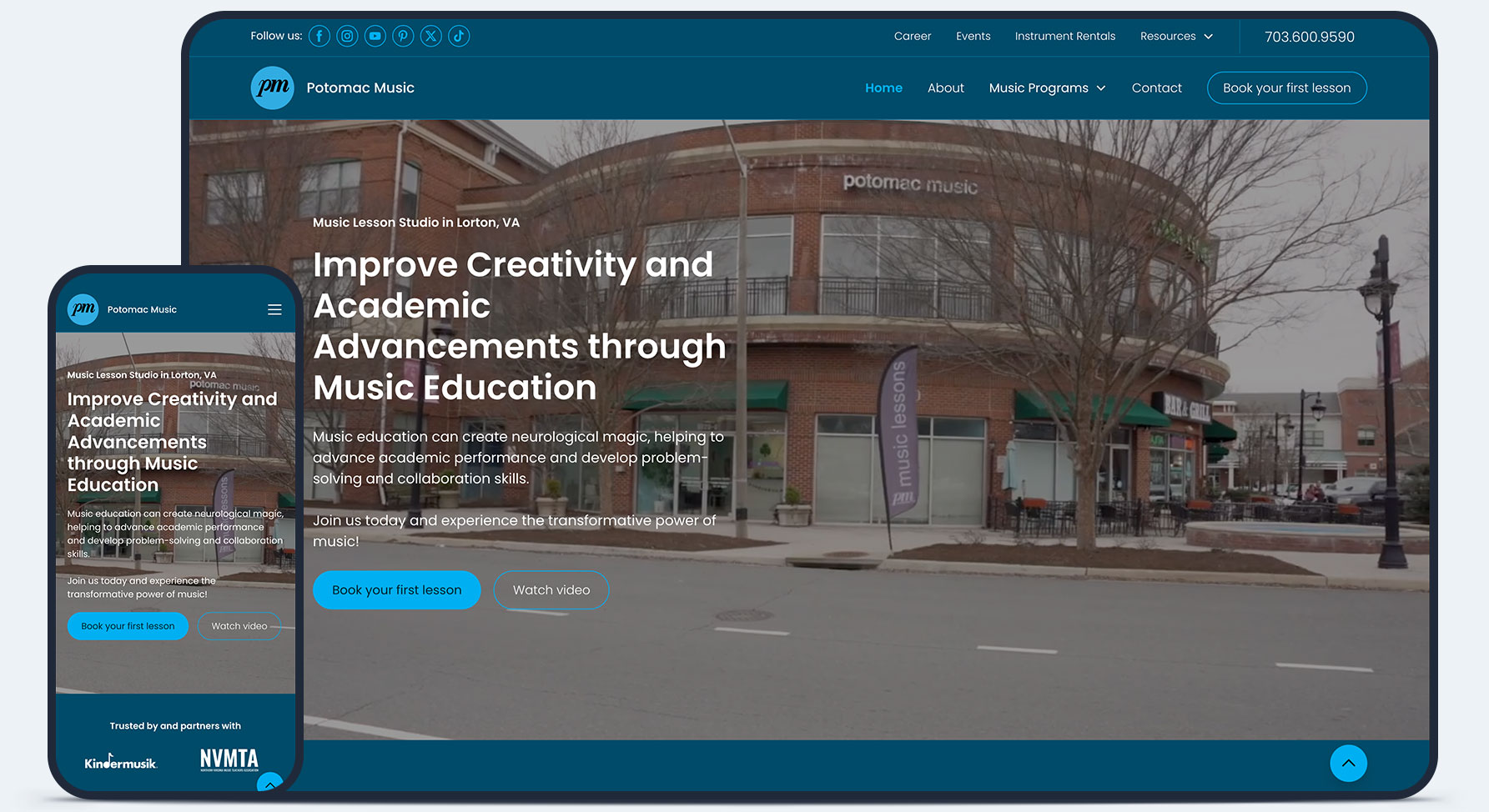 Potomac Music Website Design Case Study | Varona Designs