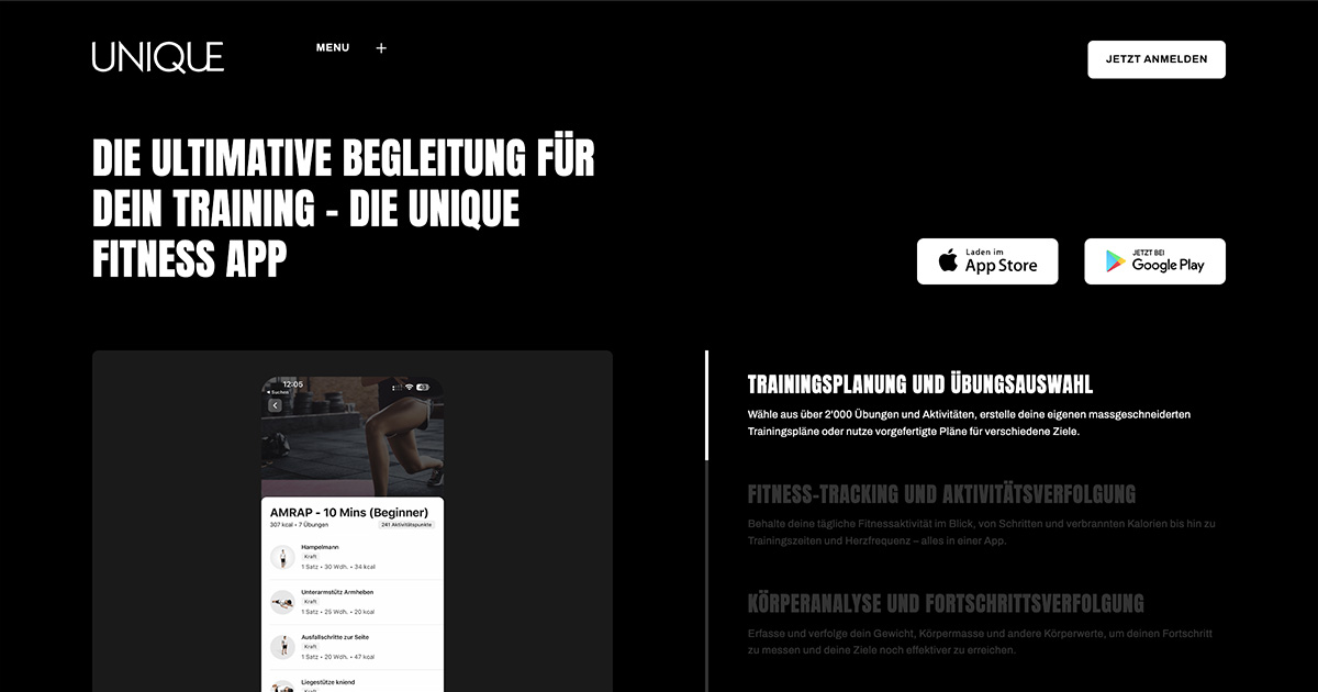 UNIQUE Fitness App | Jetzt kostenlos herunterladen - UNIQUE Fitness