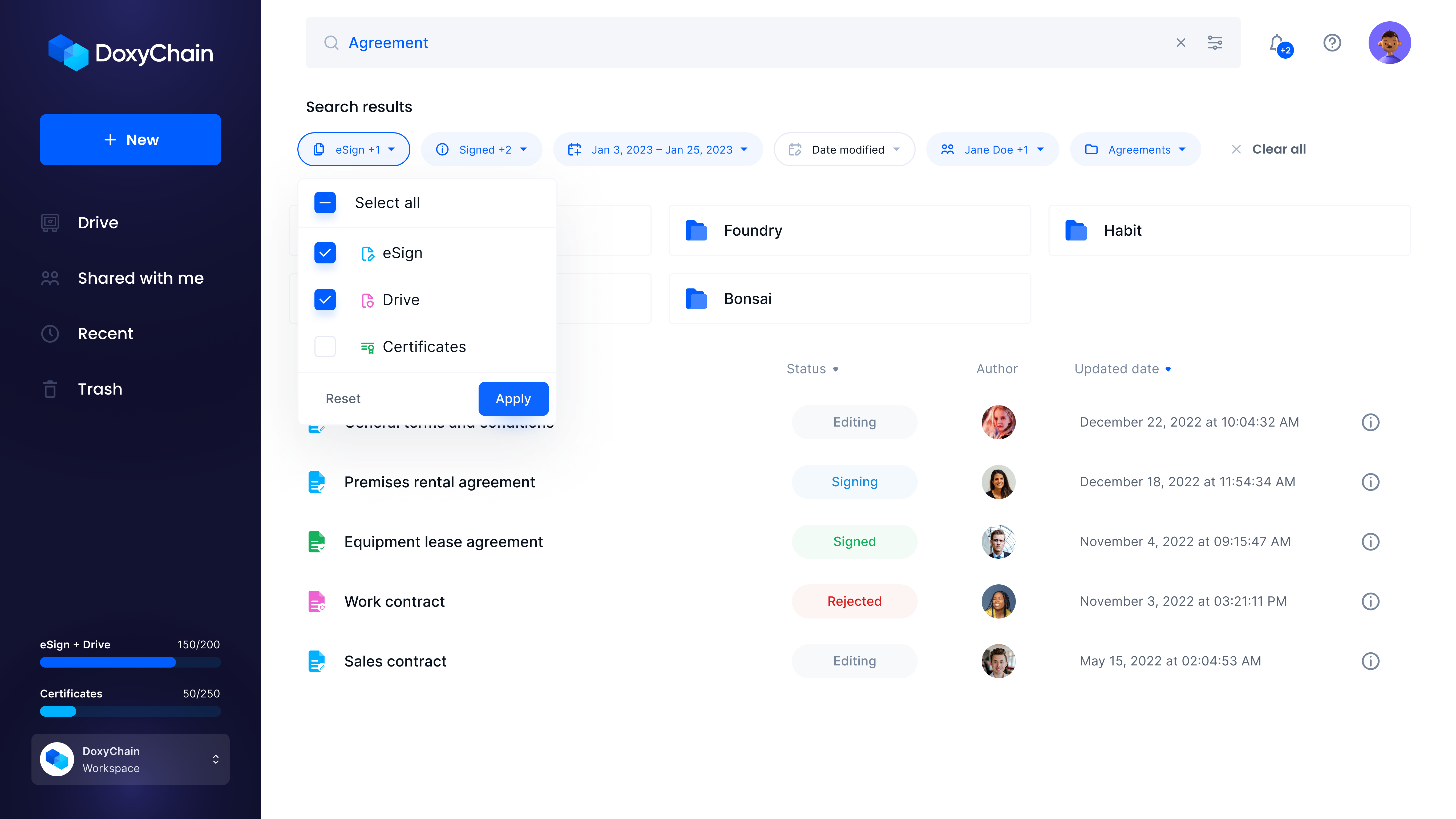 Blockchain powered Drive for easy file storing, sharing, management.