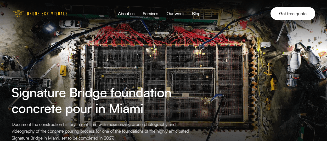 Signature Bridge foundation concrete pour | Drone Sky Visuals