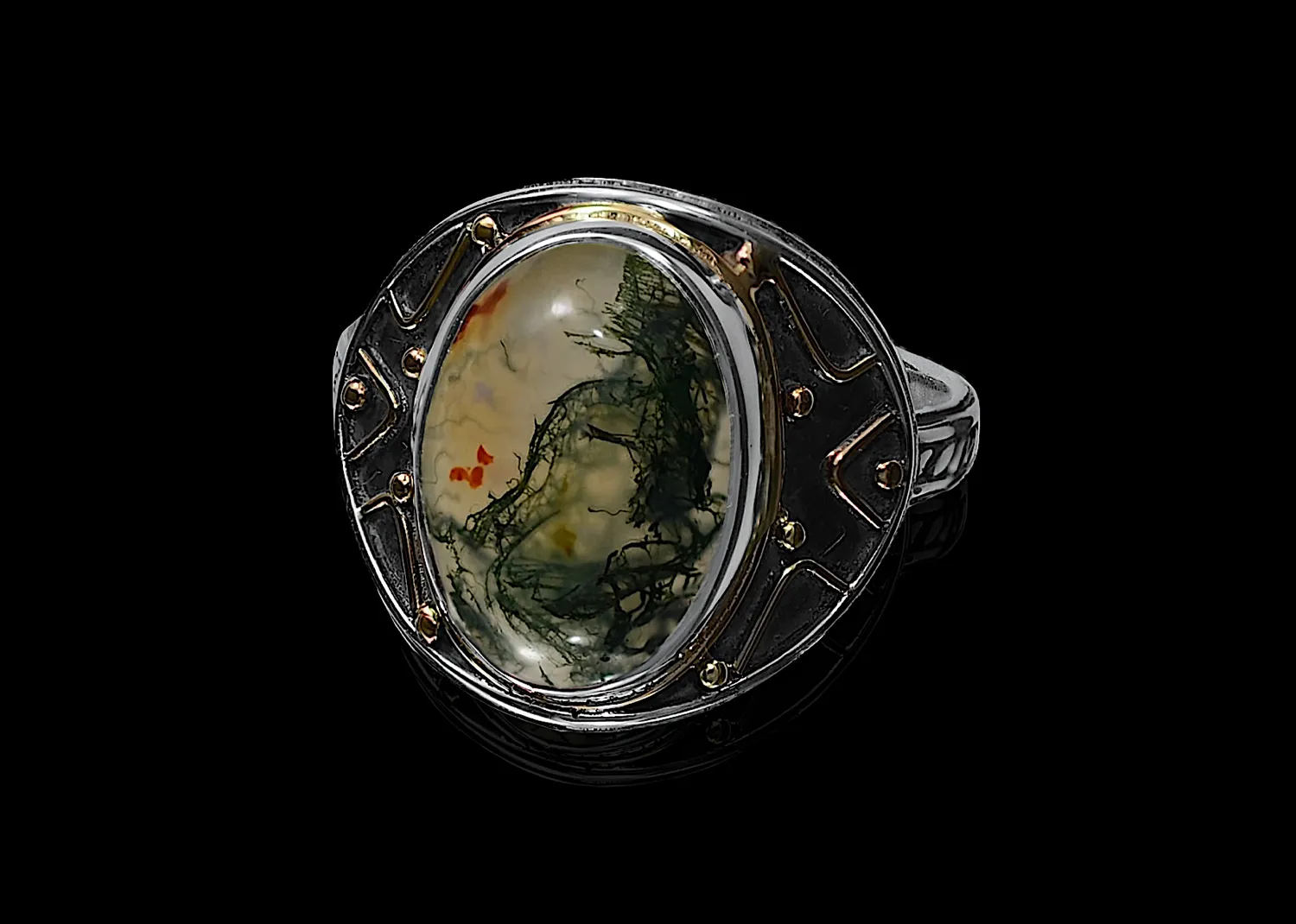 Silver & black acrylic ring £ 195.00