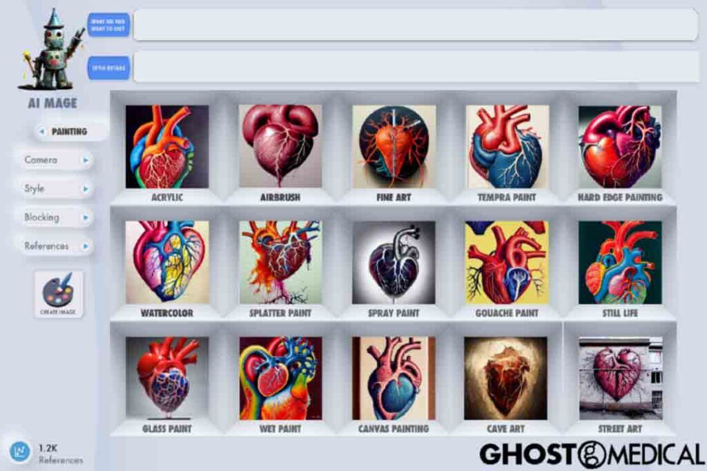 "AI Image Generator Prompt References for Medical Art"