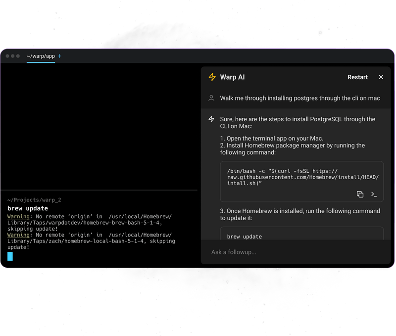 Warp AI - AI fully integrated with your terminal