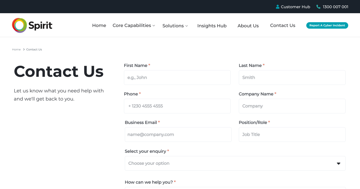 Contact us at Spirit