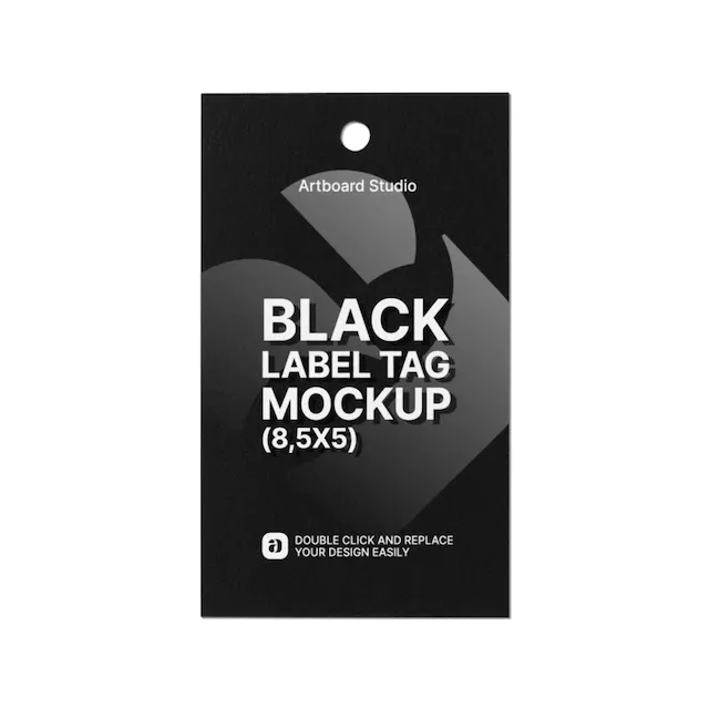 Black Rectangle Label Tag Mockup 8,5x5