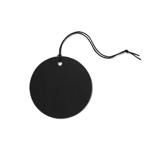 Black Round Label Tag with String Mockup