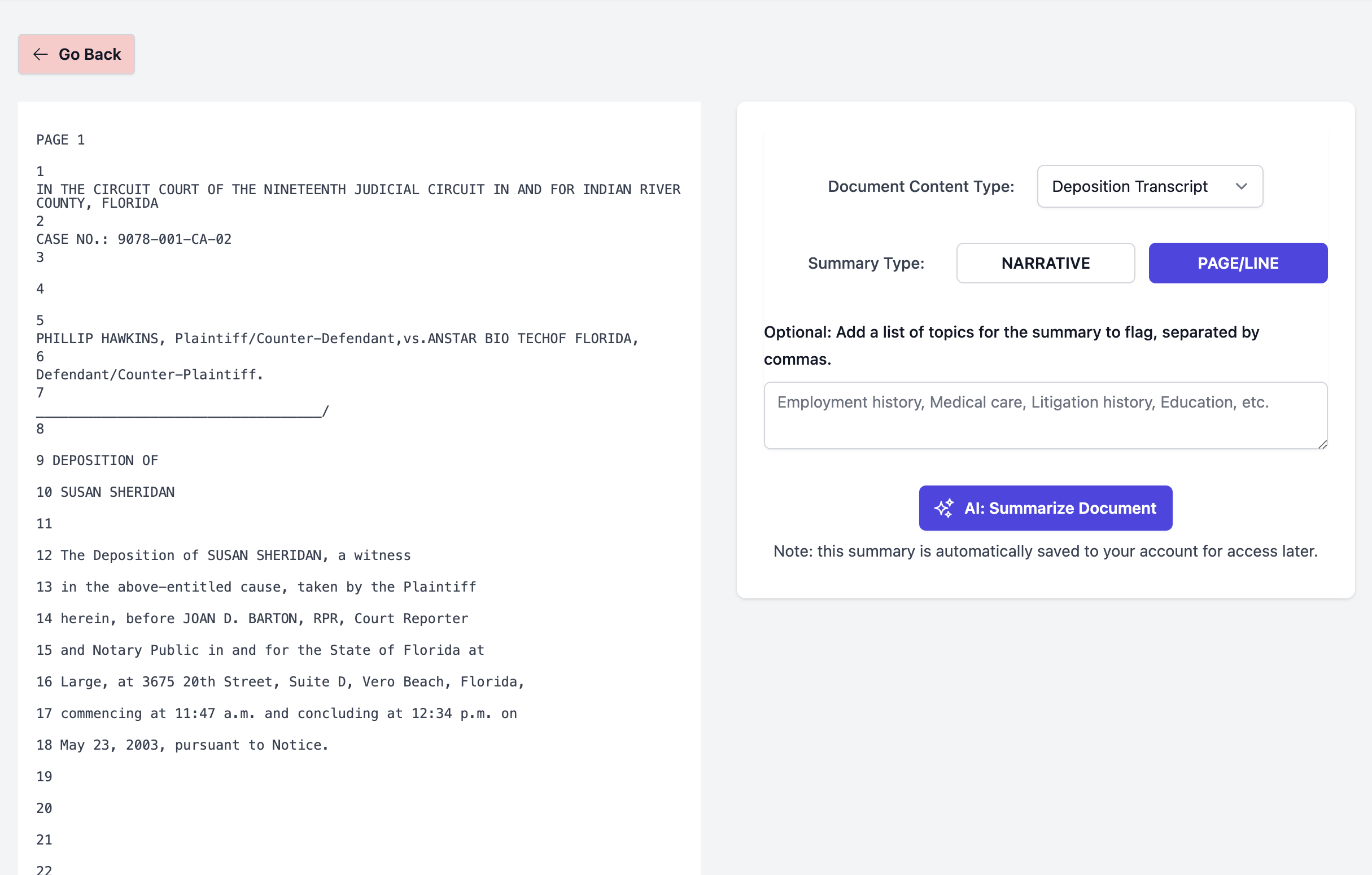 AI Deposition Summary Software | Dodonai