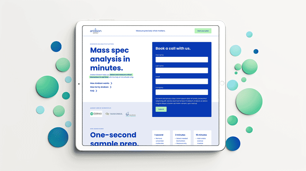 How to build a landing page for a biotech startup without “cool” images?