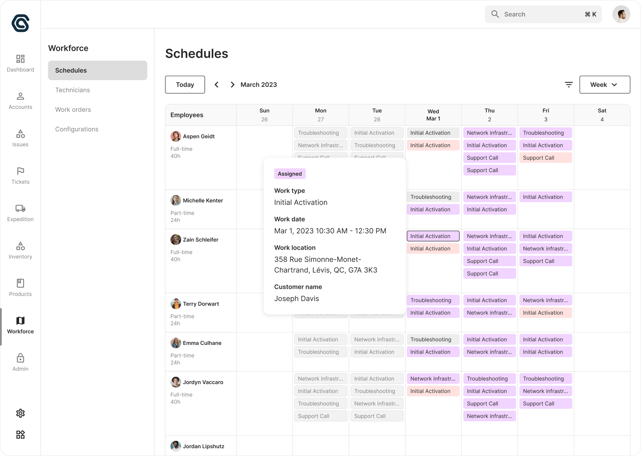 gaiia software - Workforce & Scheduling