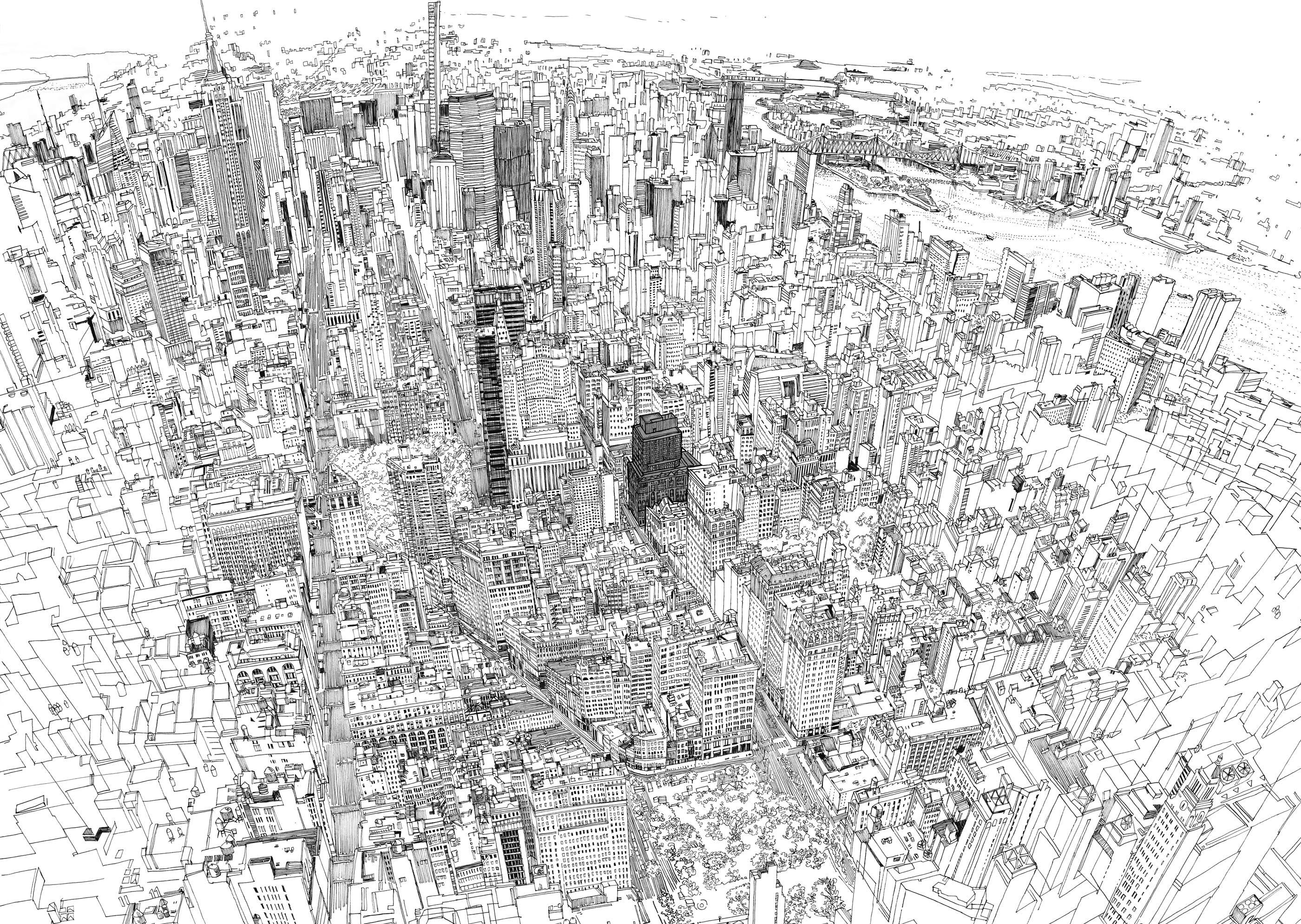 These Insanely Detailed Cityscapes Are Drawn by Hand | IDEO
