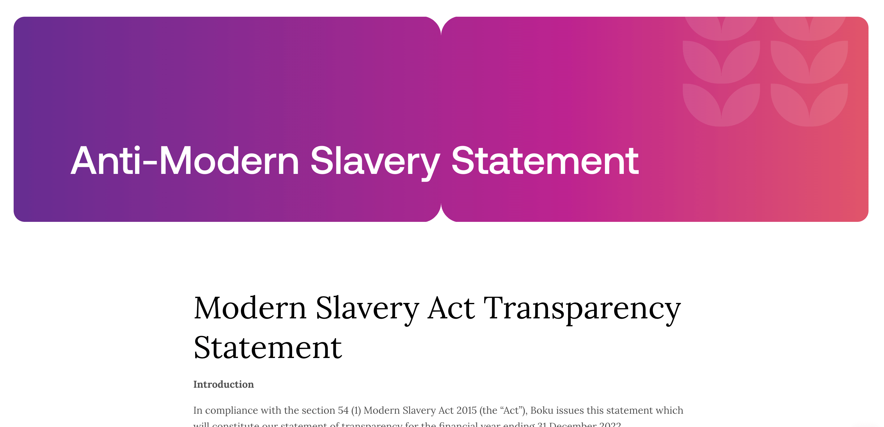 Anti-Modern Slavery Statement - Boku