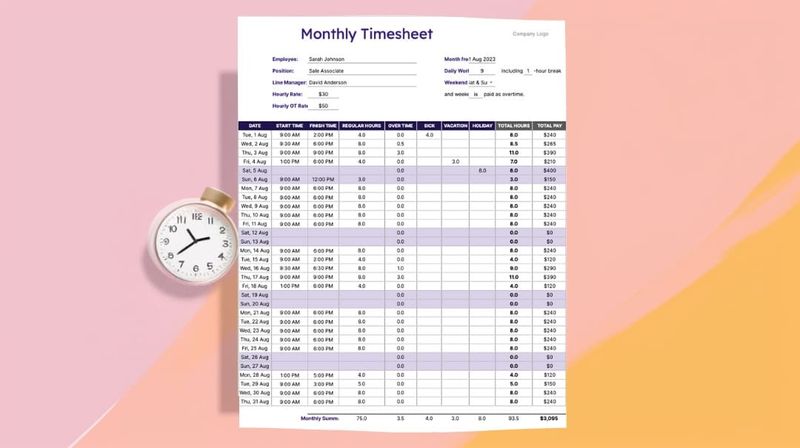 8 Free & Printable Timesheet Templates for Employee Hours