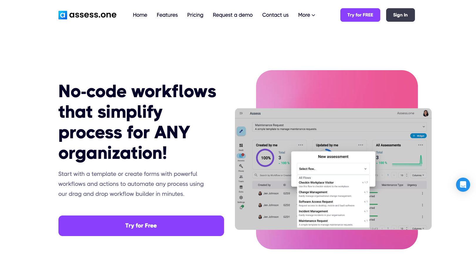 Assess.one | The No-Code Workflow Platform