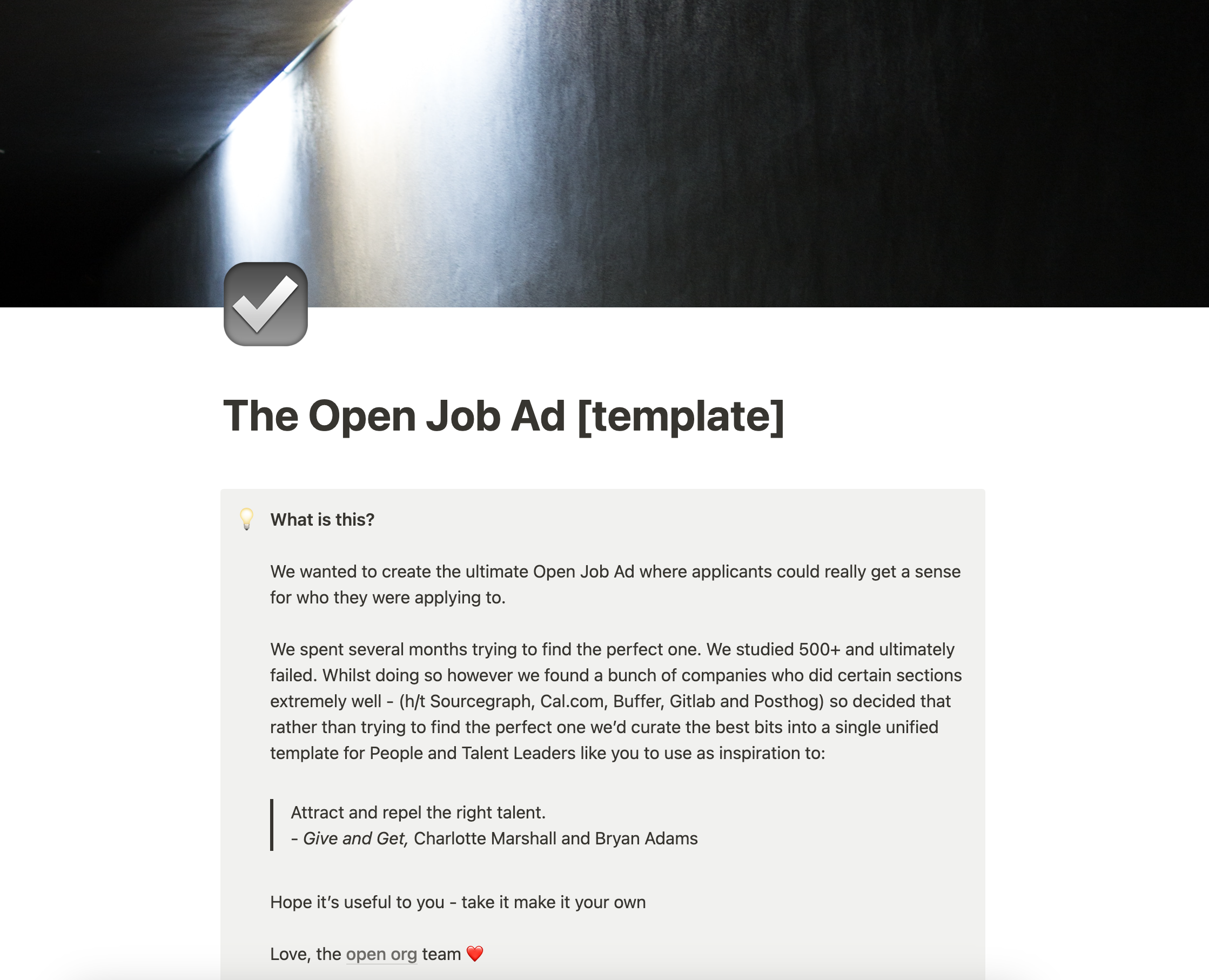 Open Org's Open Job Ad