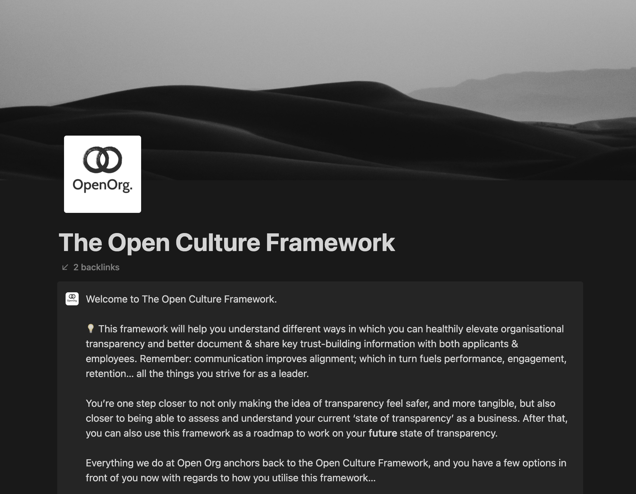 Open Org's Open Culture Framework