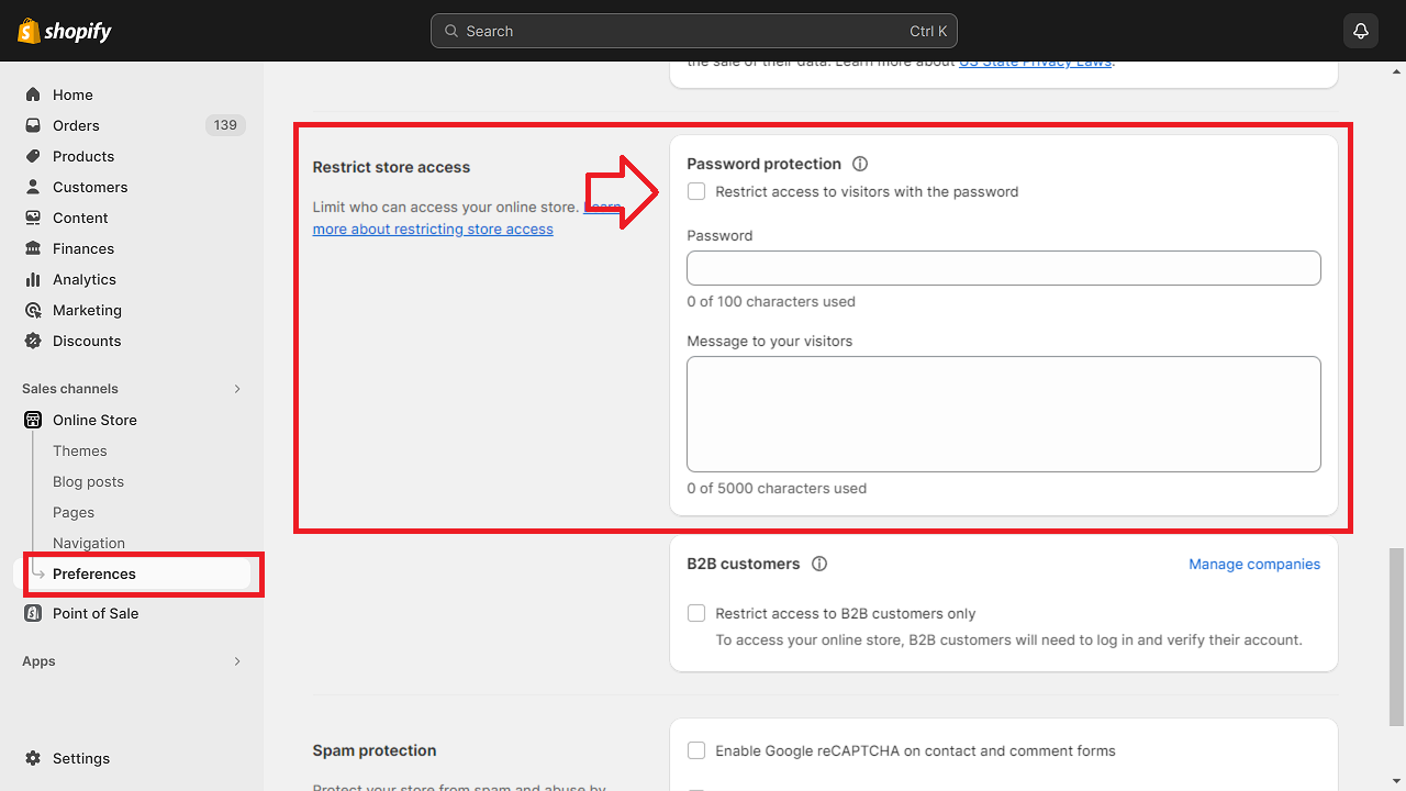How to Set Password Protection for Shopify store - Froonze