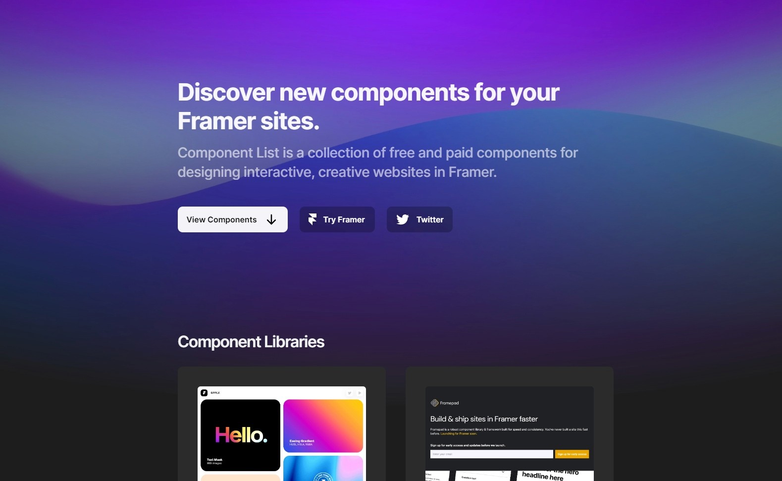 Component List for Framer HyperFramer