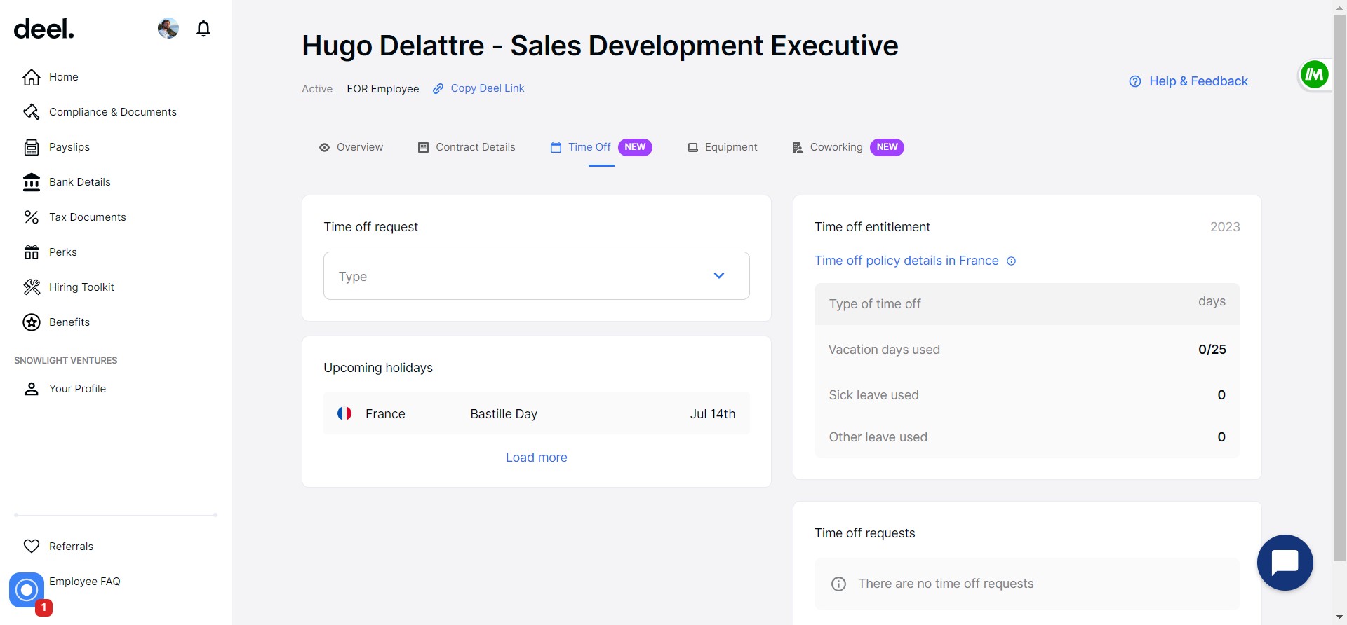 How to request a time off? - Deel's Guideflow