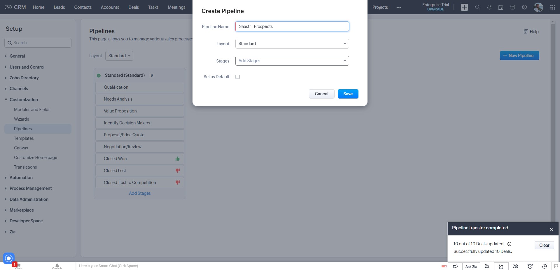 How to create a Pipeline? - Zoho's Guideflow