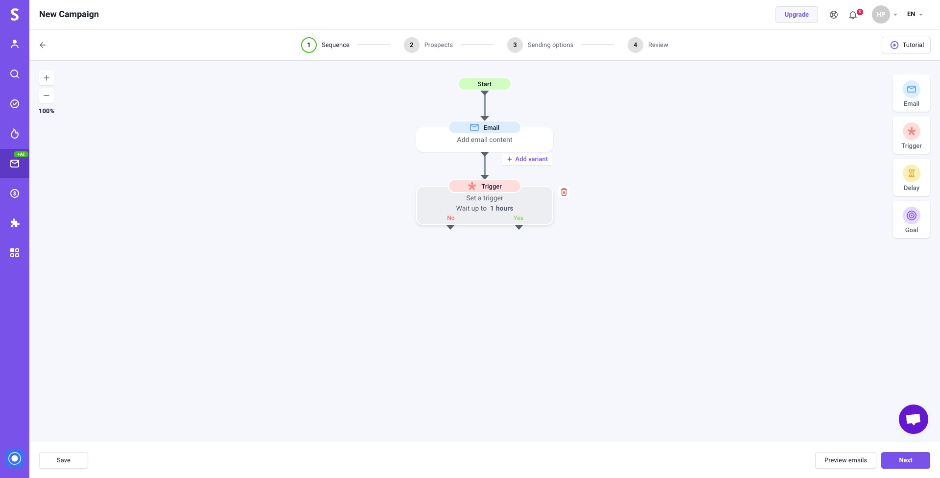How to create a sequence? - Snov.io's Guideflow
