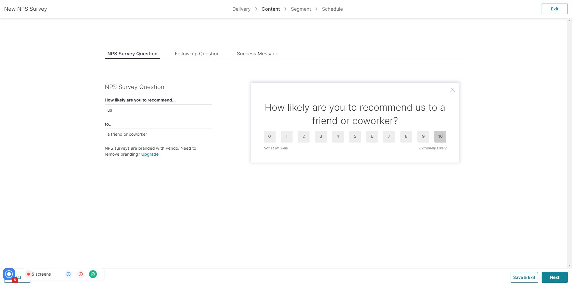 How to create an NPS Survey? - Pendo's Guideflow