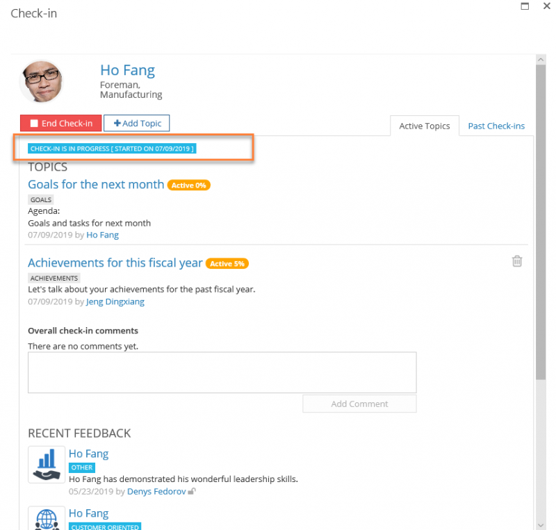 Check-ins - ongoing one-to-one performance conversations
