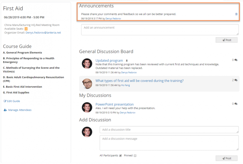 Training Discussion Boards