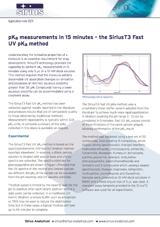 AN02 PKa measurements in 15 minutes - the SiriusT3 Fast UV pKa method