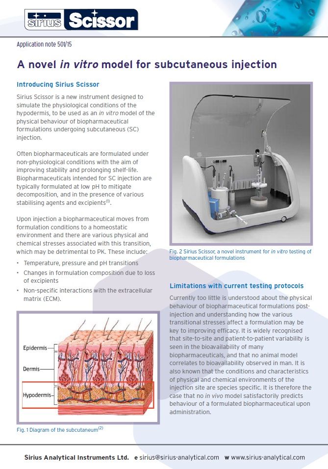 AN501 A novel in vitro model for subcutaneous injection