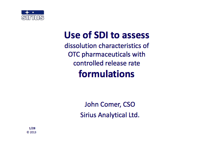 Use of SDI to assess dissolution characteristics - John Comer (Pion)