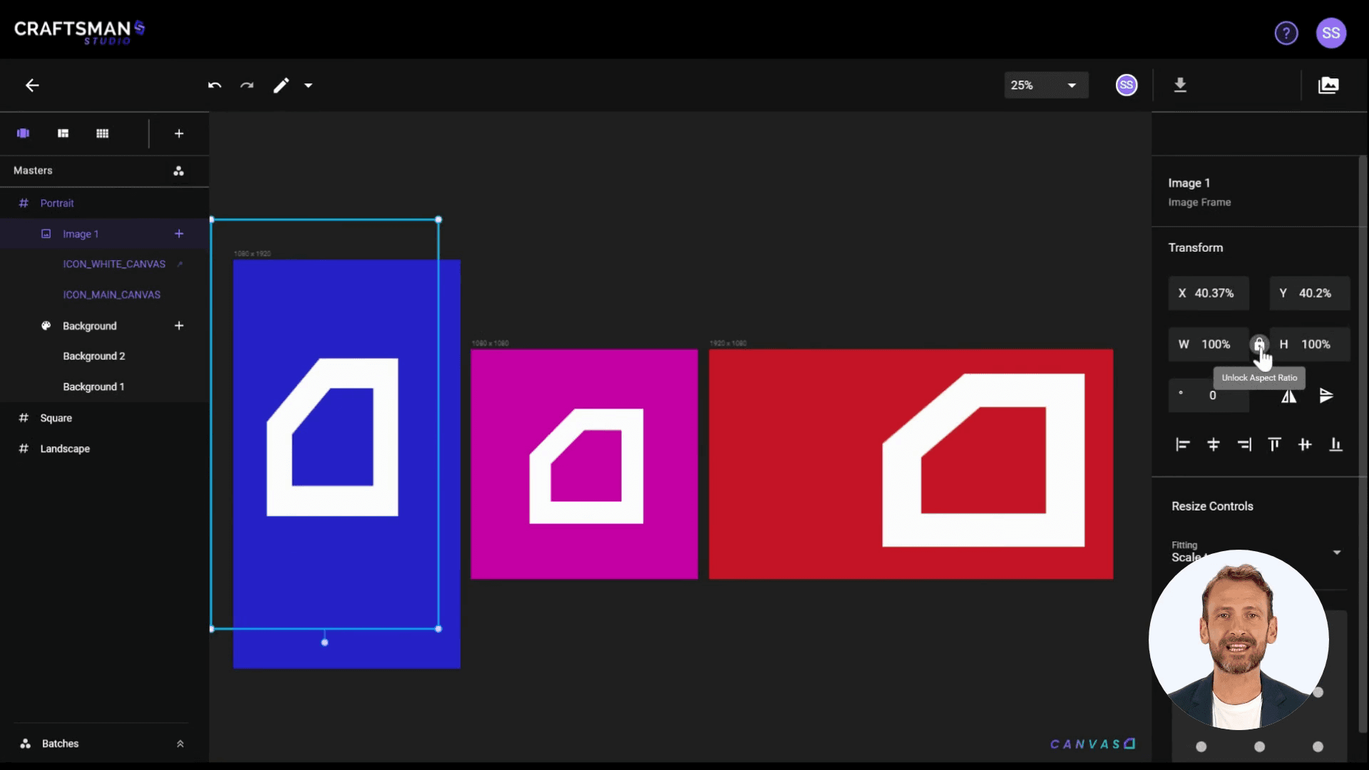 Using transform controls in CRAFTSMAN+ Canvas Using transform controls in CRAFTSMAN+ Canvas