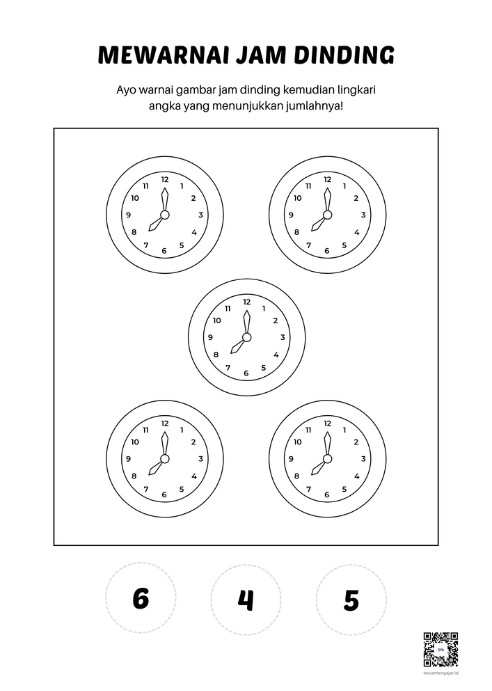 Mewarnai Jam Dinding - Soal Campuran