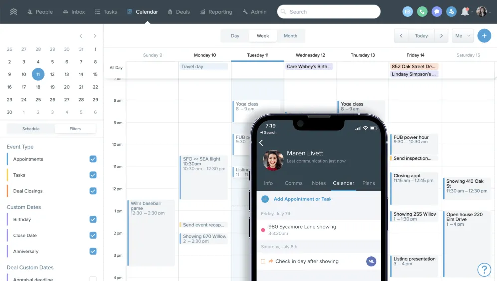 Calendar | Follow Up Boss