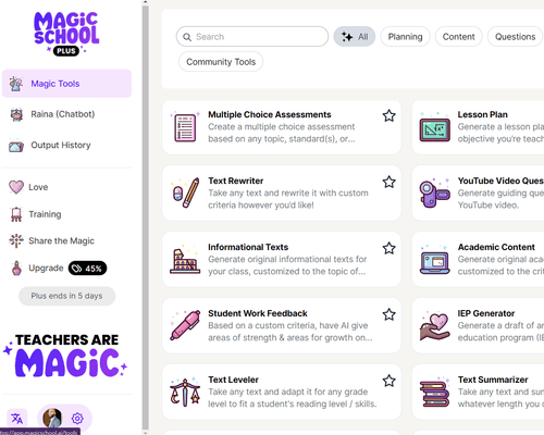 MagicSchool.ai - AI for teachers - lesson planning and more!