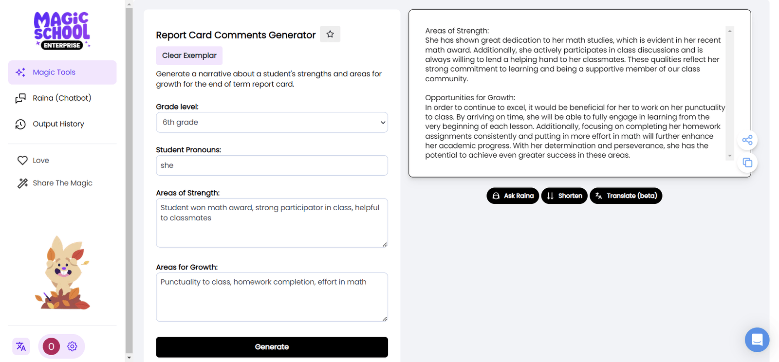 Report Card Comments