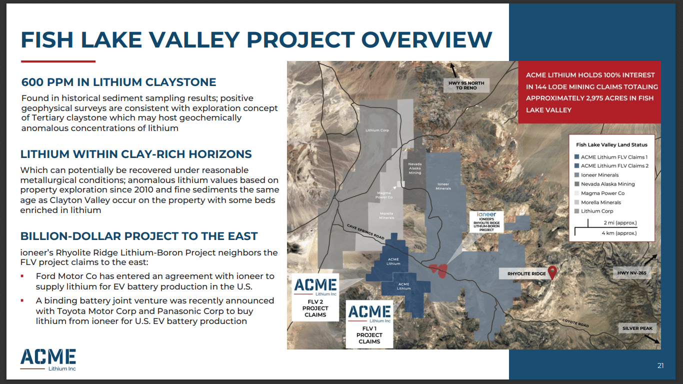 ACME Lithium (ACME) - 2 Projects Next to N. America’s Only Lithium ...