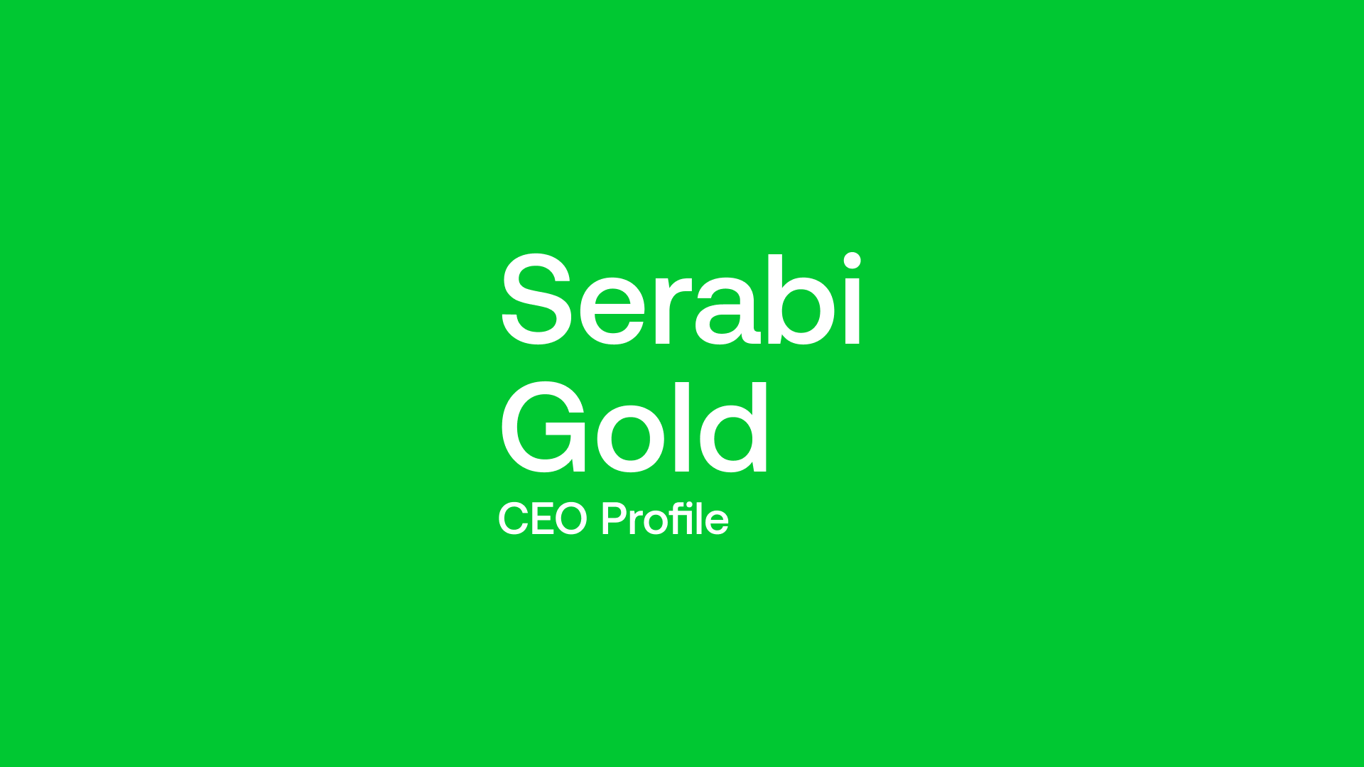 Serabi Gold - CEO Profile - Article | Crux Investor